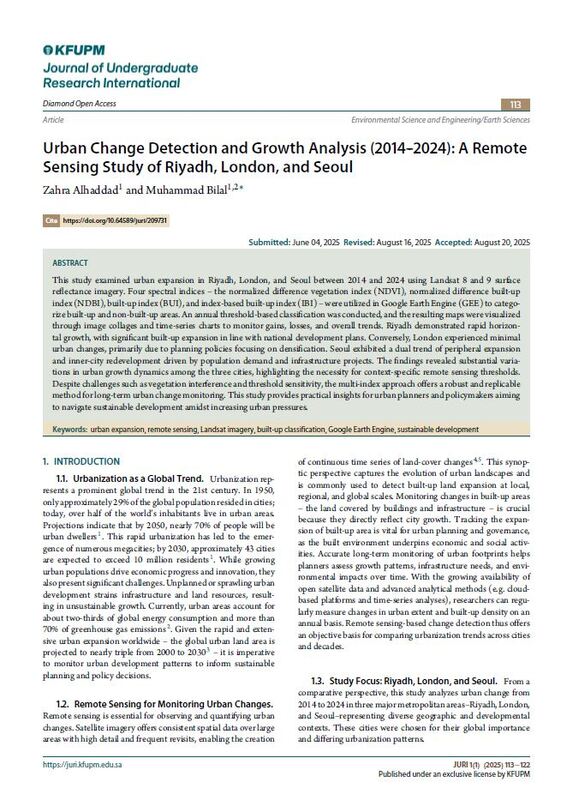Urban Change Detection and Growth Analysis (2014-2024): A Remote ...